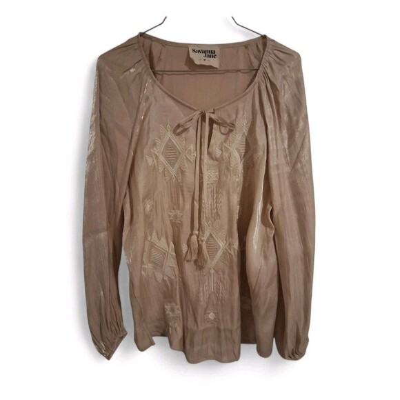 Savanna Jane | Tops | Savanna Jane M Gold Embroidered Tunic Top Bell ...